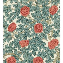 Rambling Rose Wallpaper in Emery Blue/Spring Thicket by Morris & Co ...
