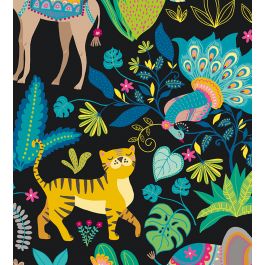 Samba Safari Wallpaper in Aniseed Twist by Ohpopsi | Jane Clayton