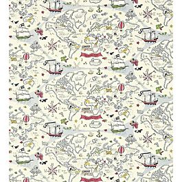 Treasure Map Fabric in Vanilla by Sanderson | Jane Clayton