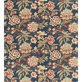 Indra Flower Fabric in Indigo/Cherry by Sanderson | Jane Clayton