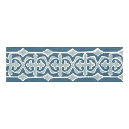 Santa Clara Tile Border Wallpaper in Blue by DADO | Jane Clayton