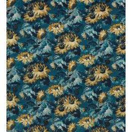 Sunforest Velvet Fabric in Denim/Ochre by Clarke & Clarke | Jane Clayton