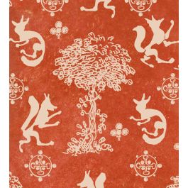 The Silly Fox Wallpaper in Carrot by MINDTHEGAP | Jane Clayton