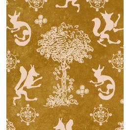 The Silly Fox Wallpaper in Honey by MINDTHEGAP | Jane Clayton