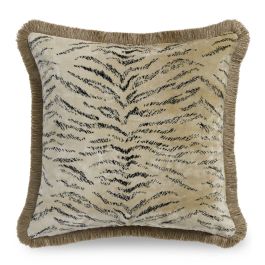 Tiger Velvet Ready Made Cushions in Ivory by James Hare | Jane Clayton