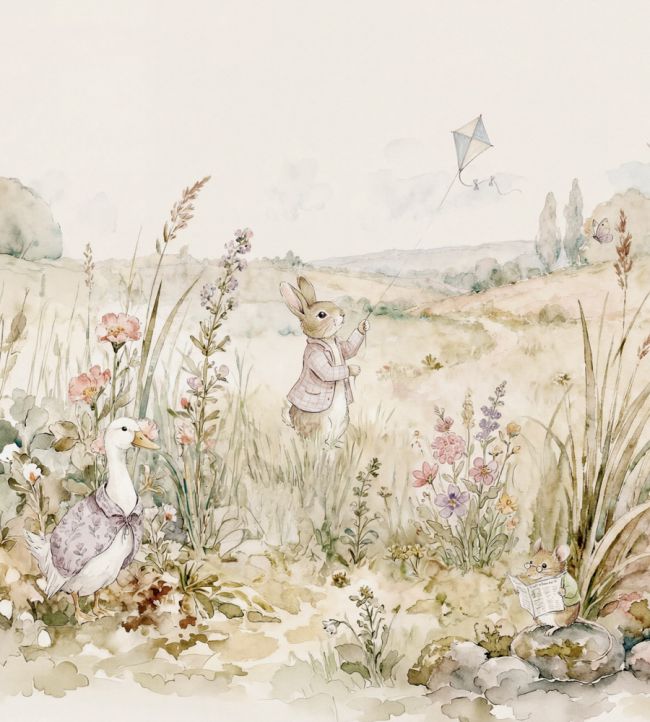 Bunnies Wallpaper mural in Natural by Coordonne | Jane Clayton