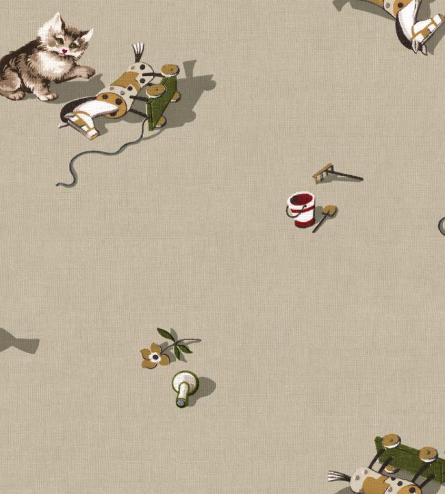 Kittens Wallpaper in Jute by Coordonne | Jane Clayton