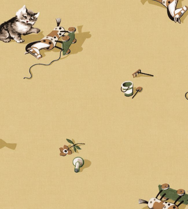 Kittens Wallpaper in Mustard by Coordonne | Jane Clayton