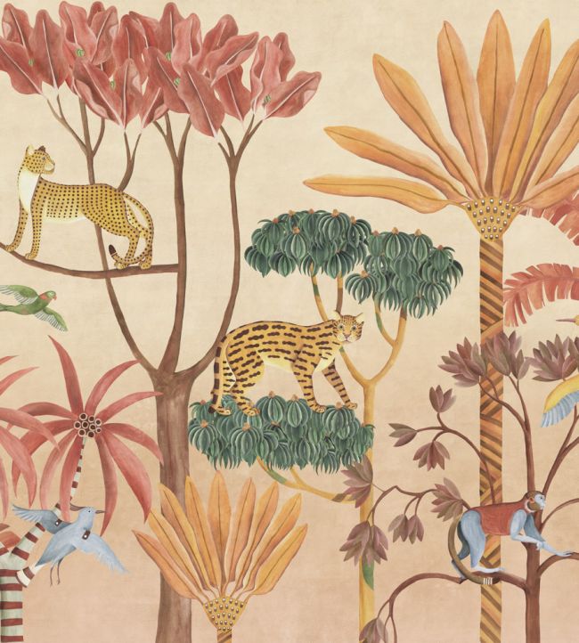 Wild Wood Wallpaper mural in Peach by Coordonne | Jane Clayton