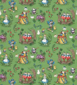 Alice in Wonderland Wallpaper in Gumball Green by Sanderson | Jane Clayton