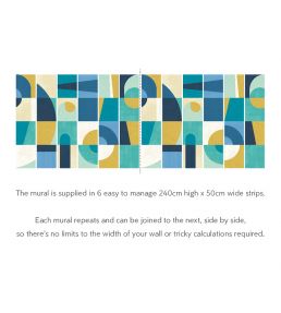 Blocky Wallpaper Mural in Royal & Ink by Ohpopsi | Jane Clayton