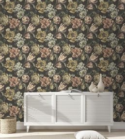 Bronte Wallpaper in Raven Black by Arley House | Jane Clayton