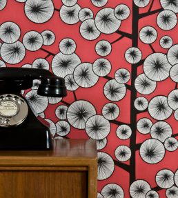 Cotton Tree Wallpaper in Snapdragon Red by MissPrint | Jane Clayton