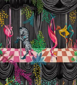 Creature Club Wallpaper in Slate Black by Brand McKenzie | Jane Clayton