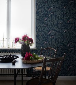 Elin Wallpaper in Midnight Blue by Sandberg | Jane Clayton