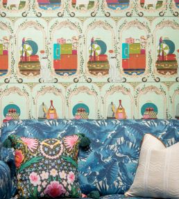 Fancy Trip Wallpaper in Turquoise by MINDTHEGAP | Jane Clayton