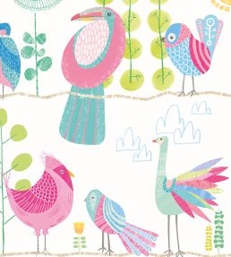 Feather Fandango Wallpaper in Candy Apple by Ohpopsi | Jane Clayton