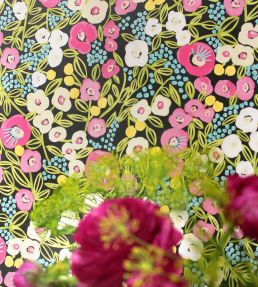 Flora Ditsy Wallpaper in Midnight by Ohpopsi | Jane Clayton