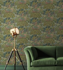 Ruskin Wallpaper in Teal by GP & J Baker | Jane Clayton