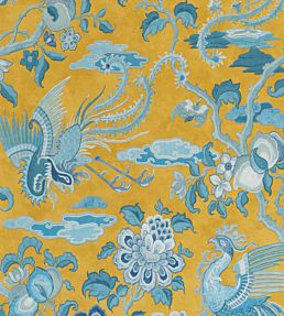 Chifu Wallpaper by GP & J Baker in Ochre/Blue | Jane Clayton