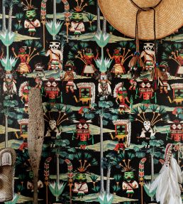 Hopi Spirit Wallpaper in Anthracite by MINDTHEGAP | Jane Clayton