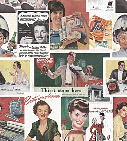 Retro Ads Wallpaper in Multi by MINDTHEGAP | Jane Clayton