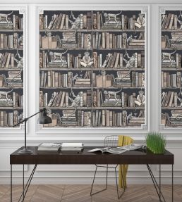 Monkey Library Wallpaper in Taupes by Brand McKenzie | Jane Clayton