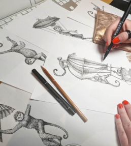 Monkey Library Wallpaper in Traditional Green by Brand McKenzie | Jane ...