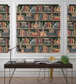 Monkey Library Wallpaper in Traditional Green by Brand McKenzie | Jane ...
