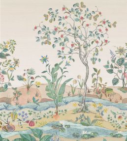 Mythica Mural Grasscloth Wallpaper mural in Shell by Osborne & Little ...