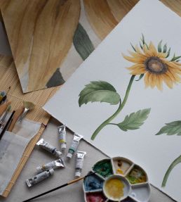 Sunflowers Wallpaper mural in White by Sandberg | Jane Clayton