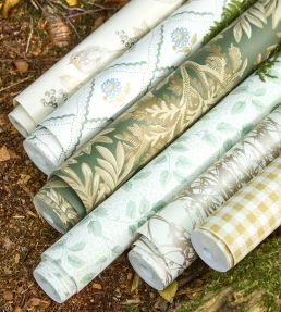 Tapestry Trees Wallpaper in Pottery Blue by Sanderson | Jane Clayton