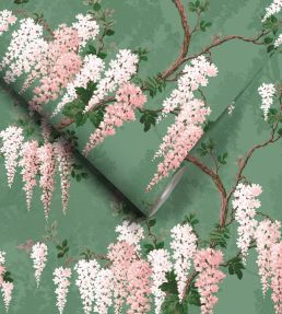 Wisteria Wallpaper in Botanical Green by Woodchip & Magnolia | Jane Clayton